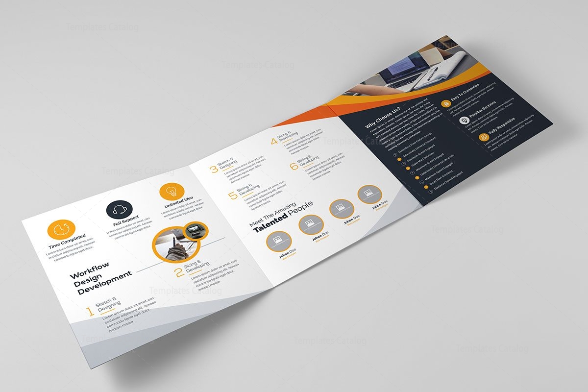 Square TriFold Brochure Template 000086 Template Catalog