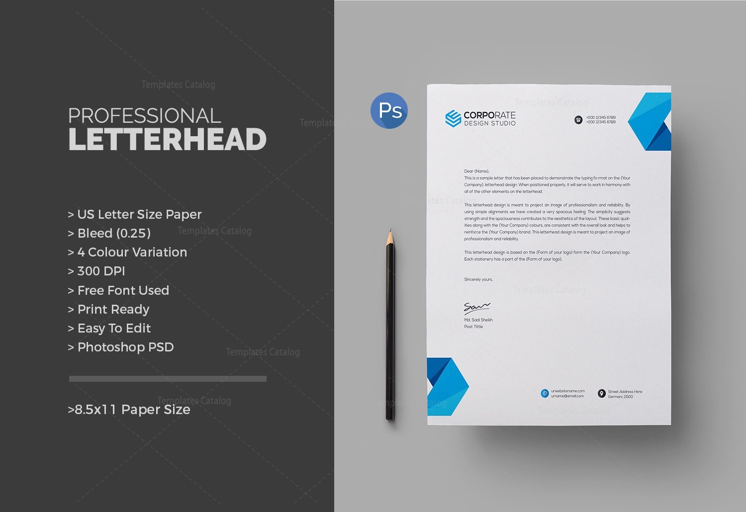 PSD Corporate Letterhead Template 000401 Template Catalog PSD Corporate Letterhead Template 000401 Template Catalog