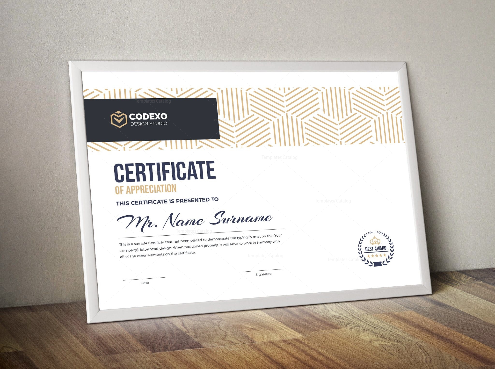 Landscape Certificate Format Classic Pink N Golden Border Certificates