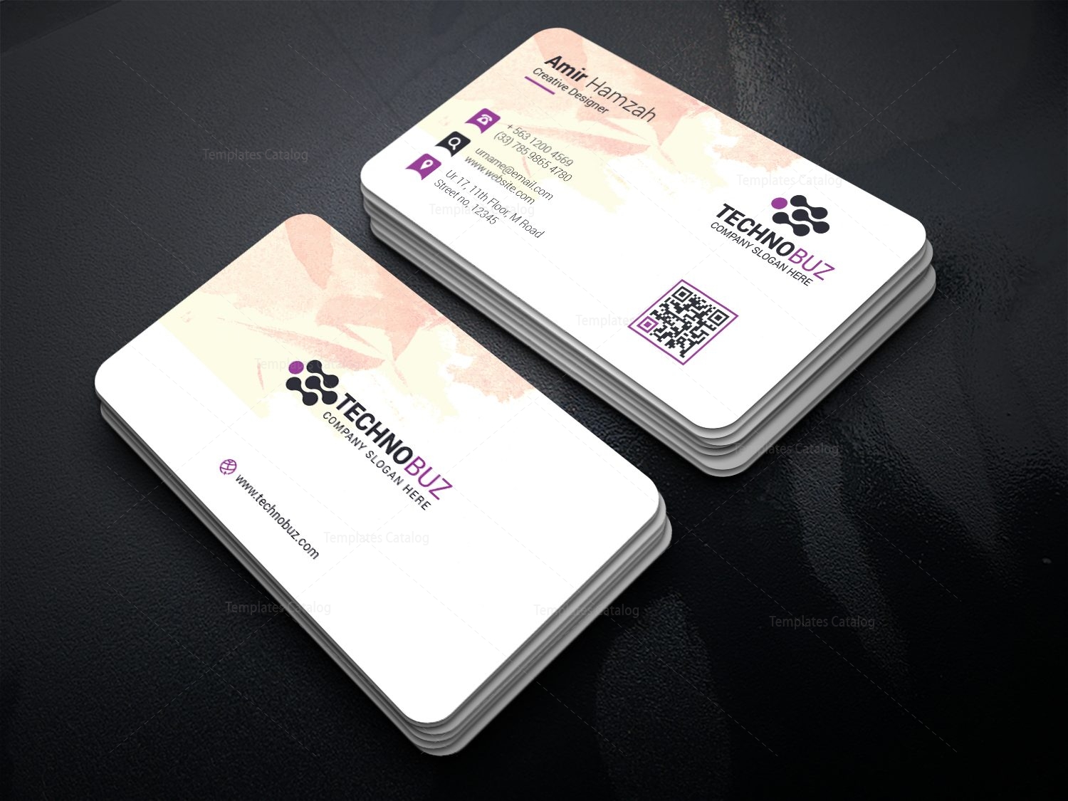 Feminine Business Card Template 000815 - Template Catalog