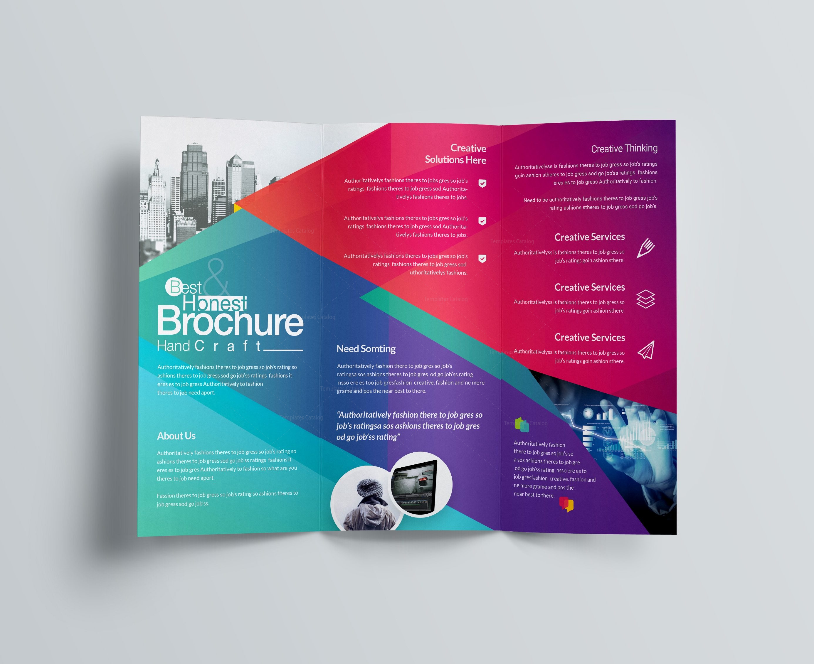 Excellent Professional Corporate Tri Fold Brochure Template 001213 