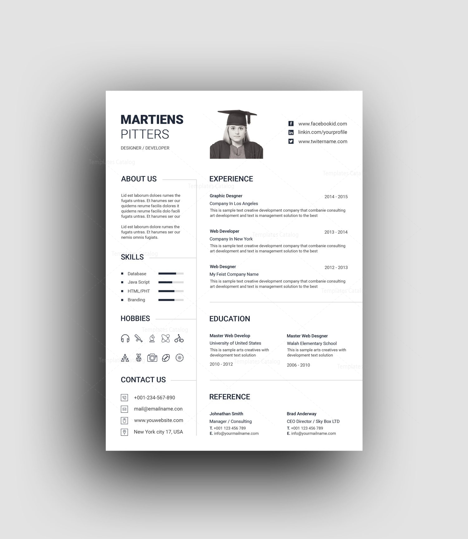 Minimalist Professional Resume Template 001454 Template Catalog