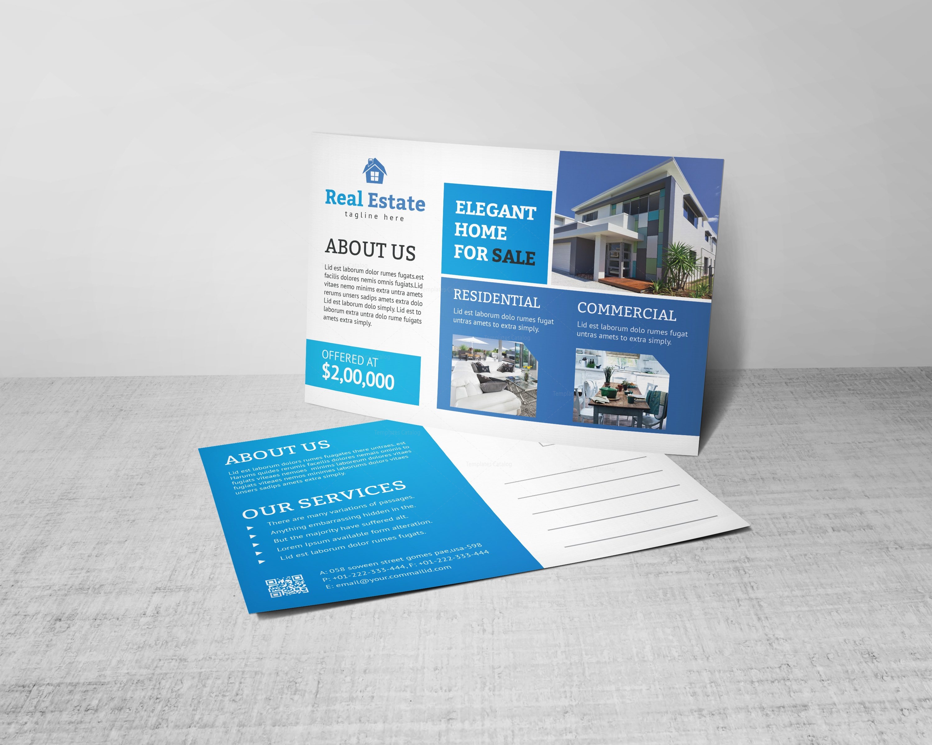 Creative Real Estate Postcard Design Template 001554 Template Catalog