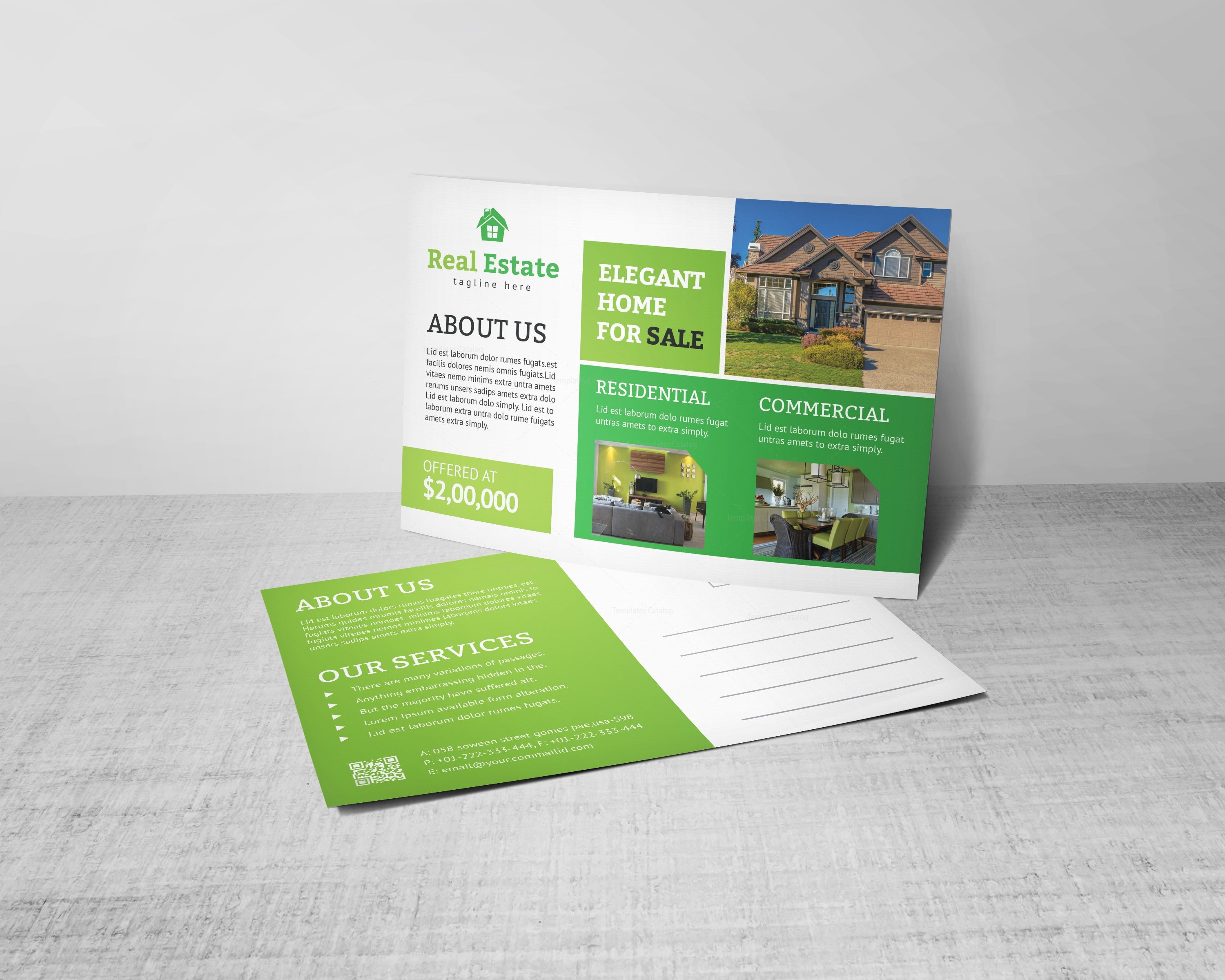 Creative Real Estate Postcard Design Template 001554 Template Catalog