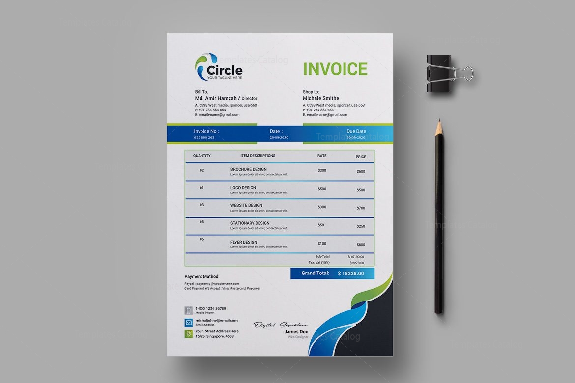 Circle Professional Invoice Design Template 2 - Template Catalog