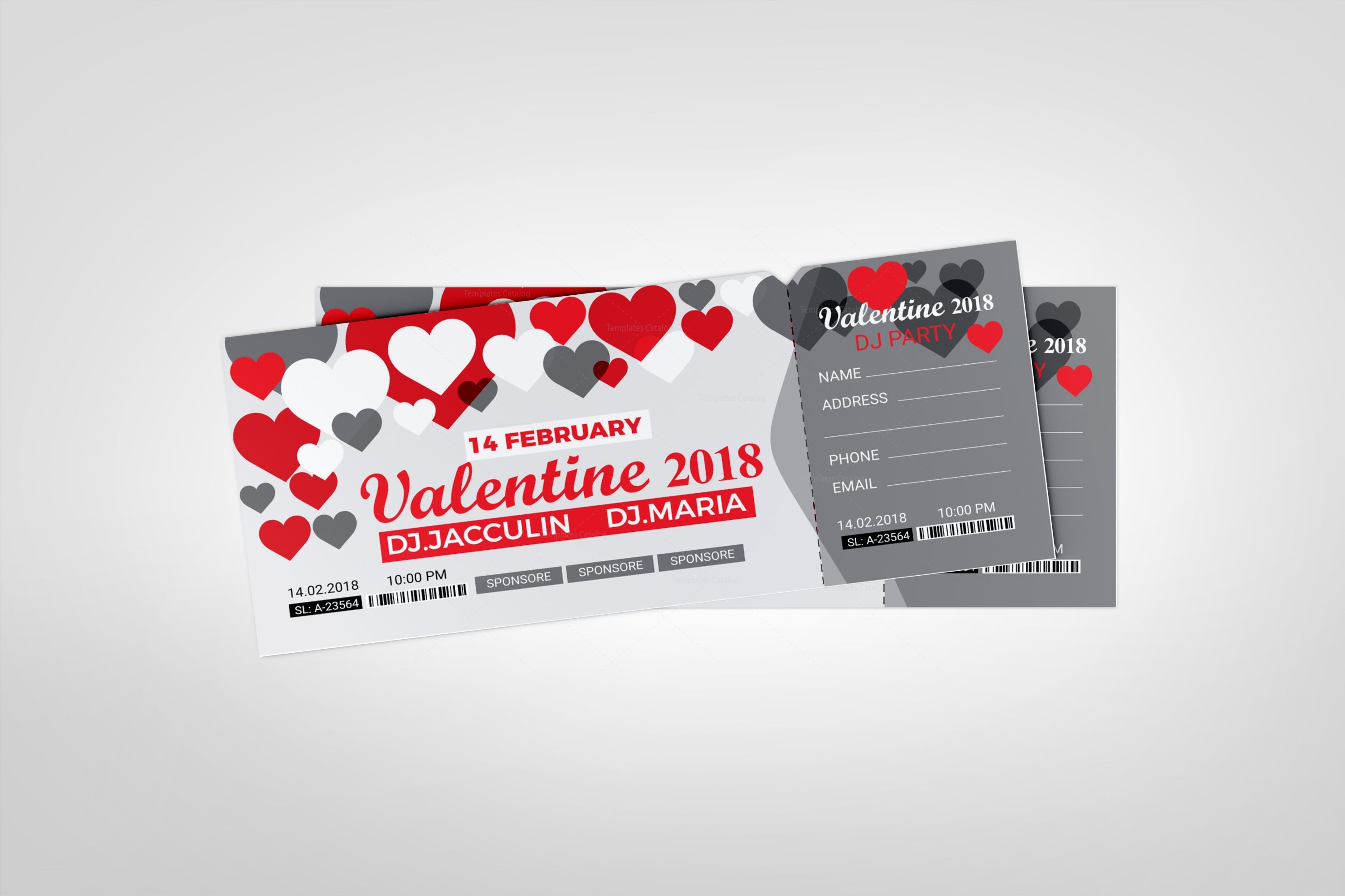 Valentine s Day Event Ticket Design Template 001973 Template Catalog