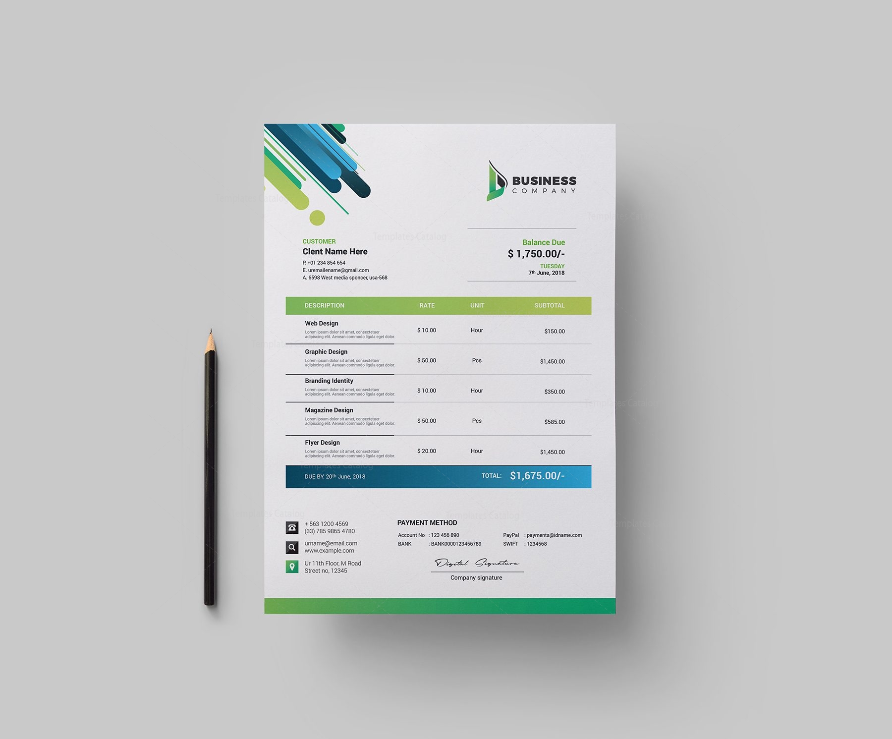 Best Corporate Invoice Design Template 002150 Template Catalog