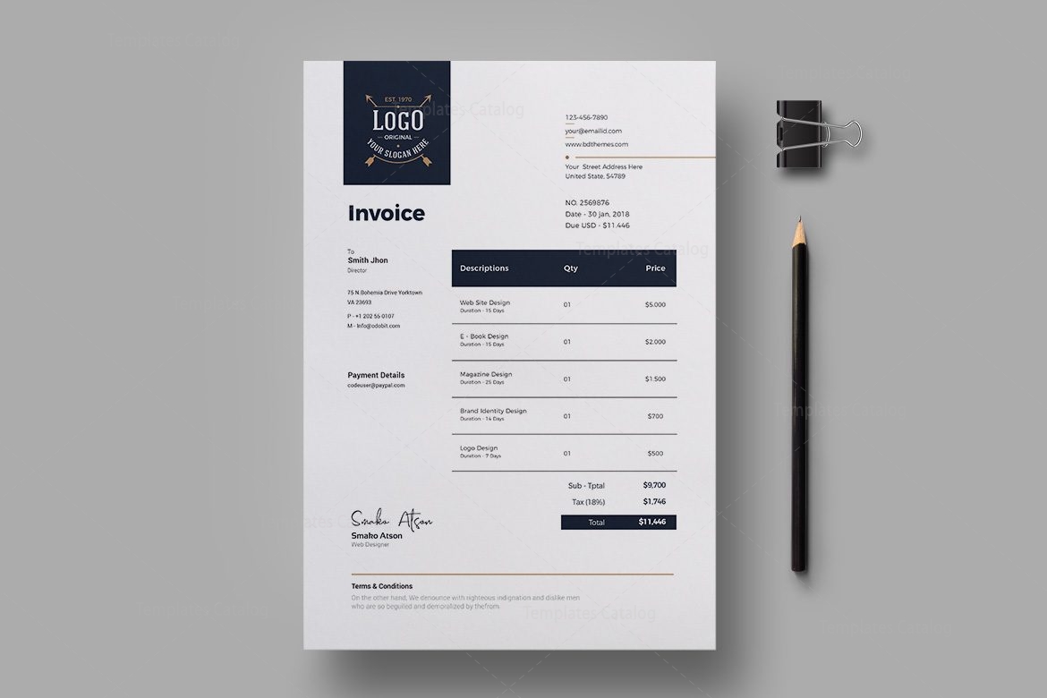 Luxury Corporate Invoice Design Template 2 - Template Catalog