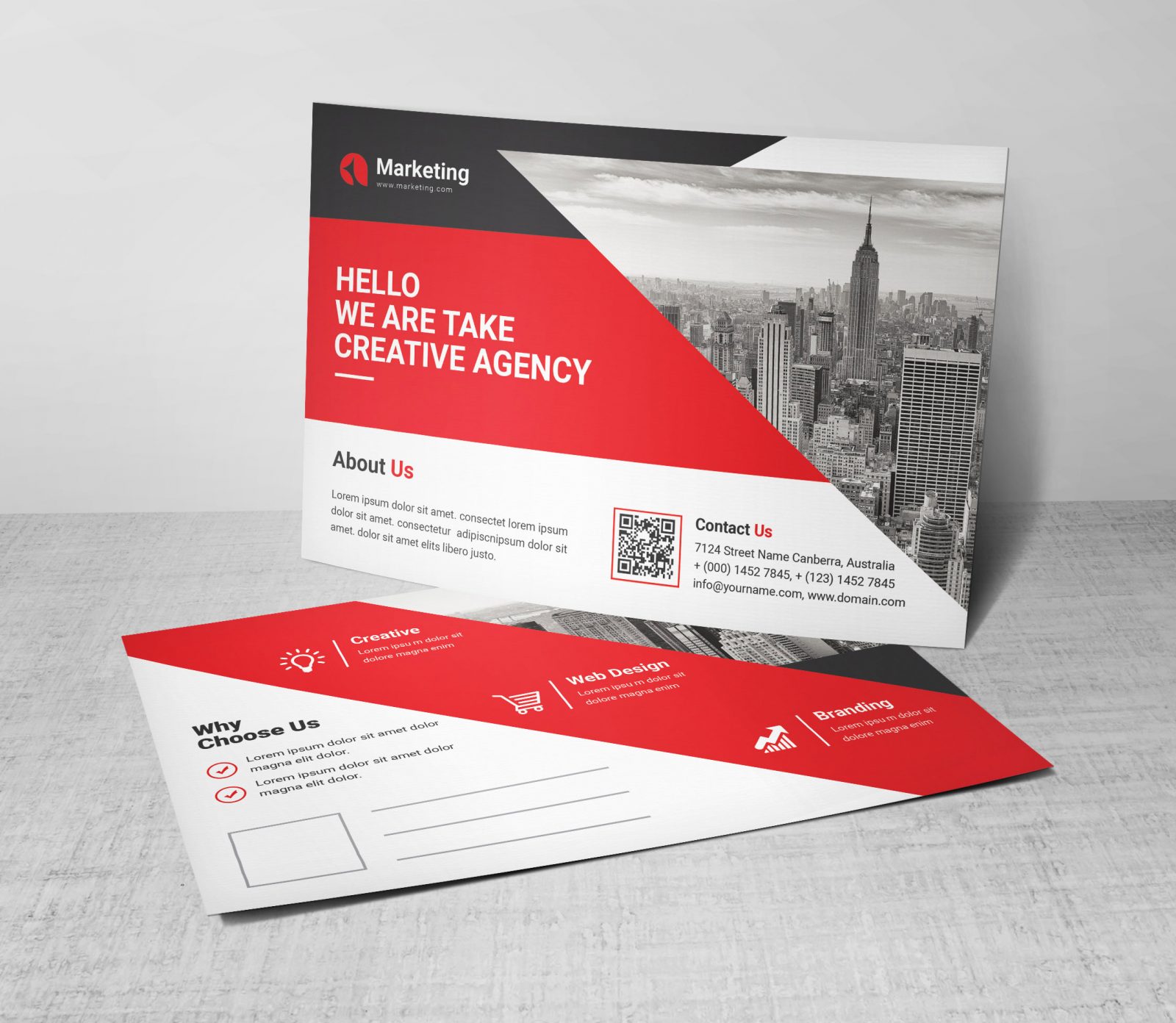 PSD Elegant Postcard Templates 003018 Template Catalog